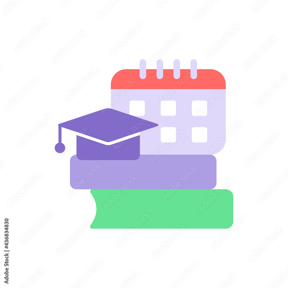 School program schedule vector flat color icon. Education and studying ...