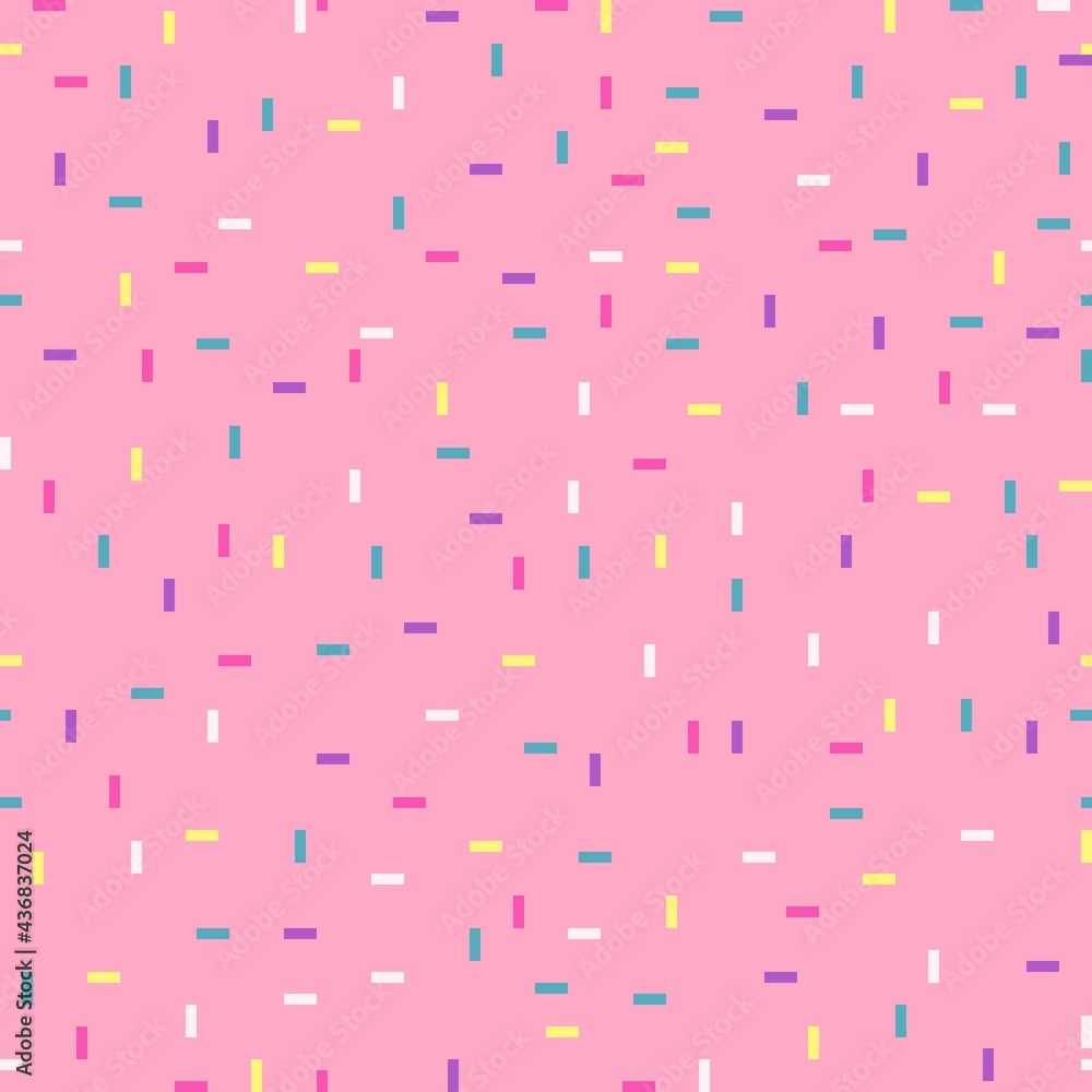 Colorful sweet background pixel art. Seamless pattern of pink donut ...