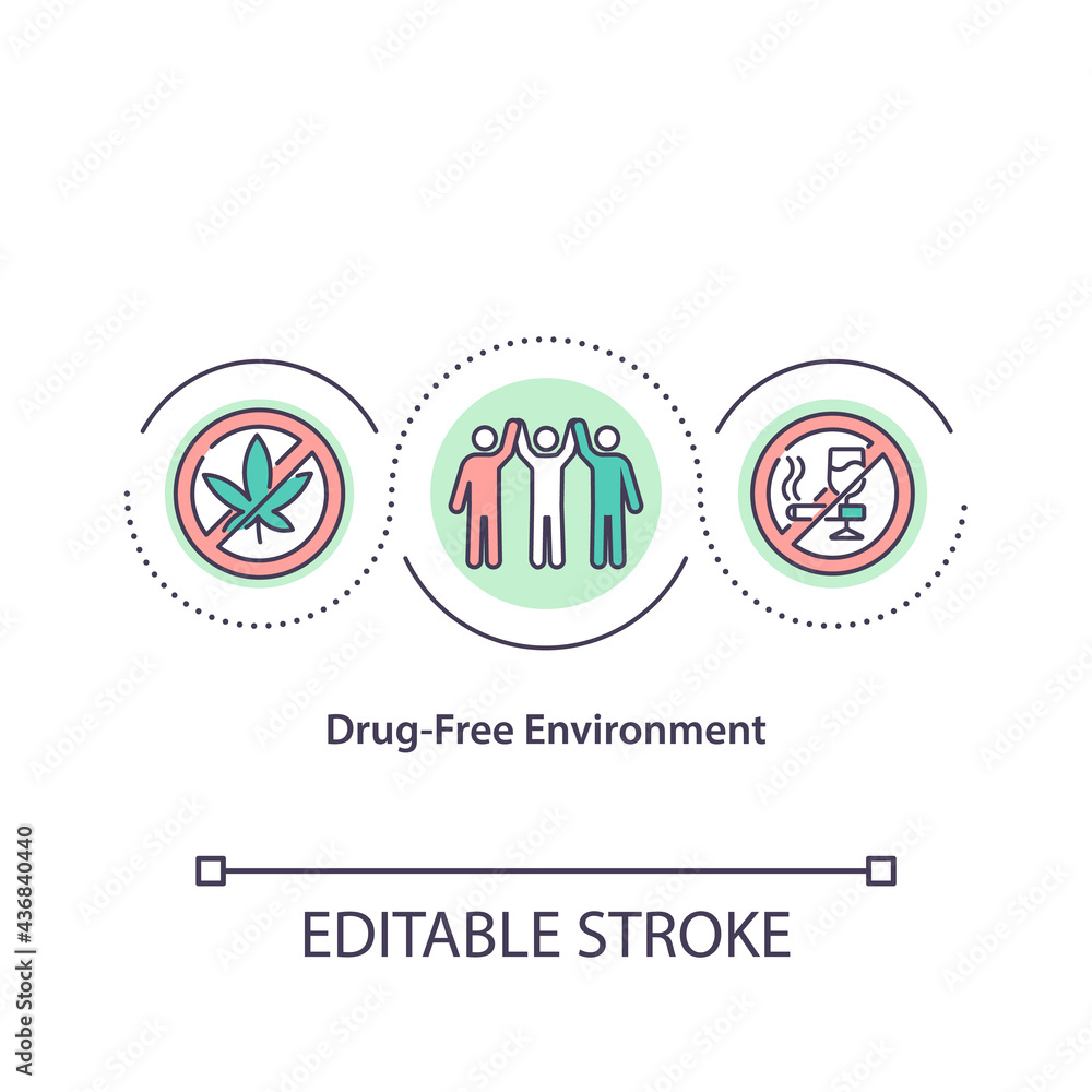 Drug free environment concept icon. Surrounding without dangerous ...