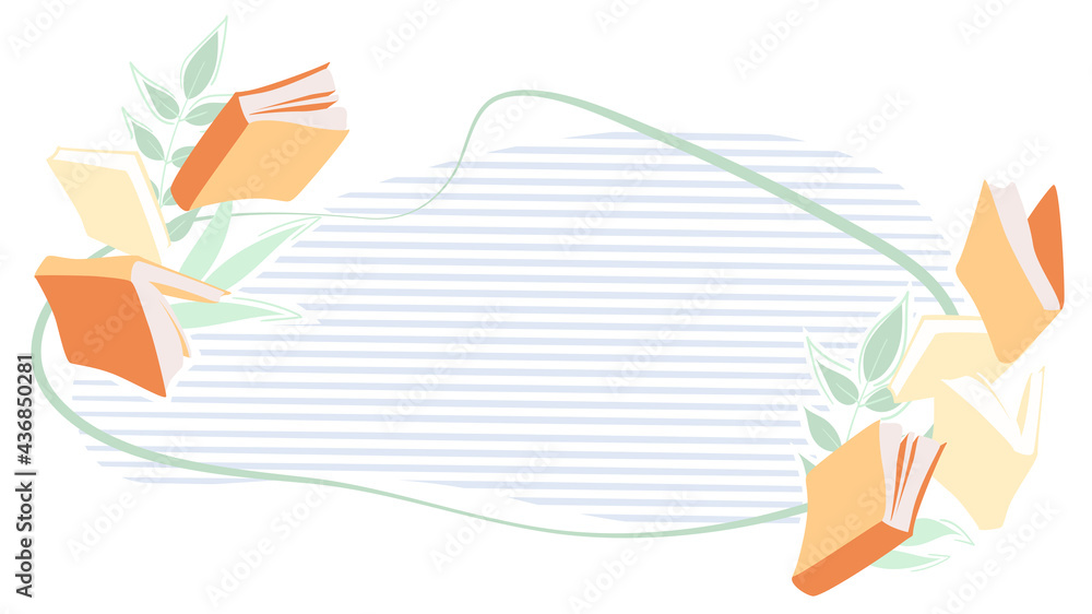 Yellow books flying banner template. Vector minimalist reading ...