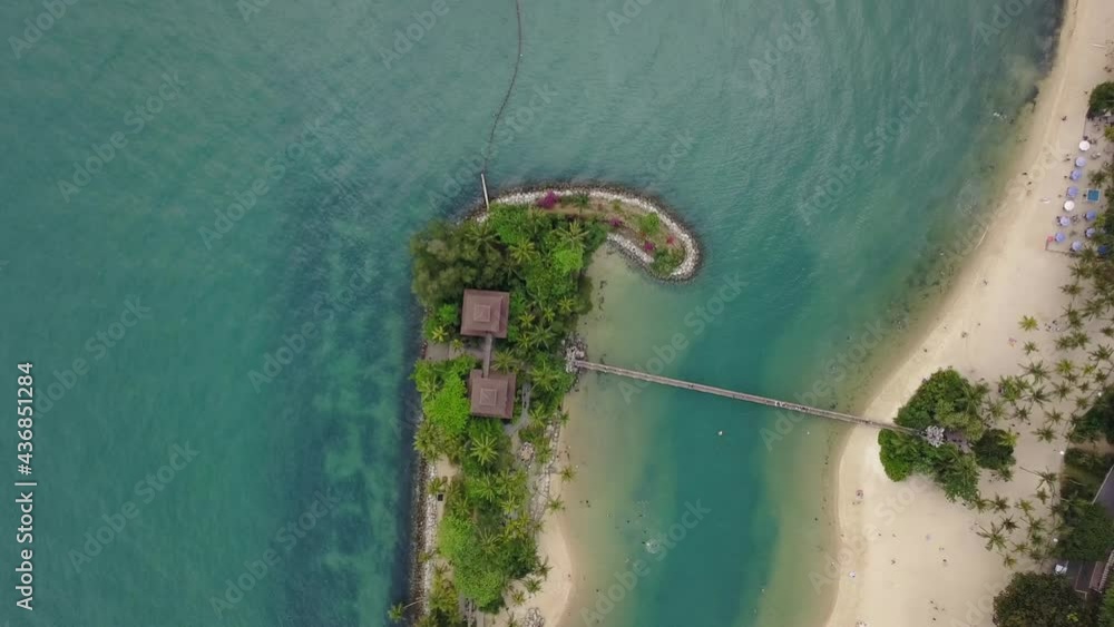 Singapore Palawan Island Beach Sentosa Island Drone 4K Bridge Bay Ocean ...