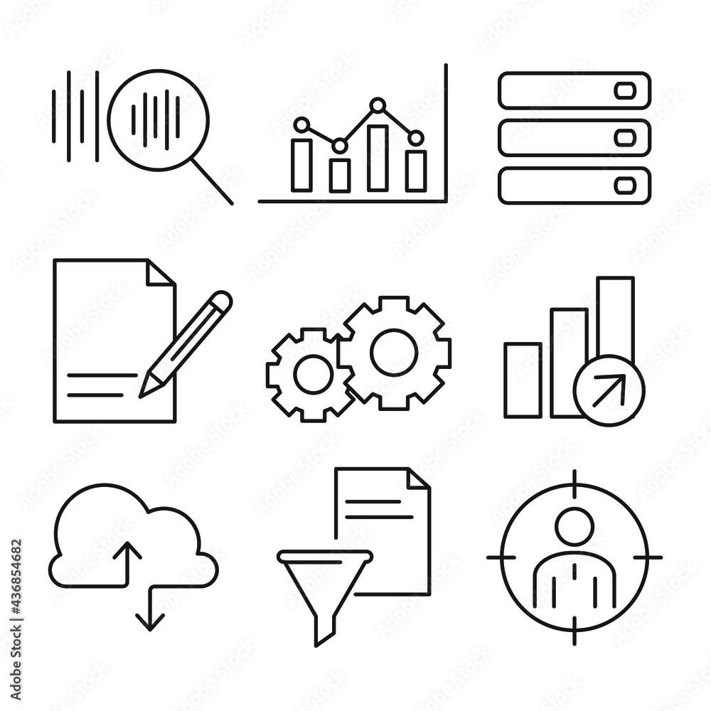 Data analysis icon. symbol set symbol vector elements for infographic ...