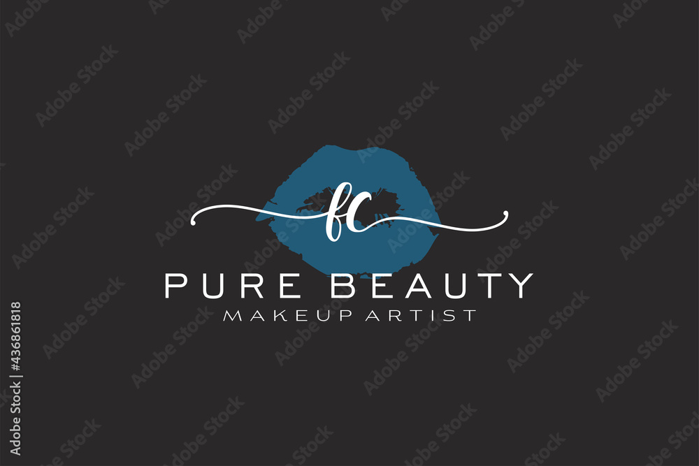 Initial FC Watercolor Lips Premade Logo Design, Logo for Makeup Artist ...