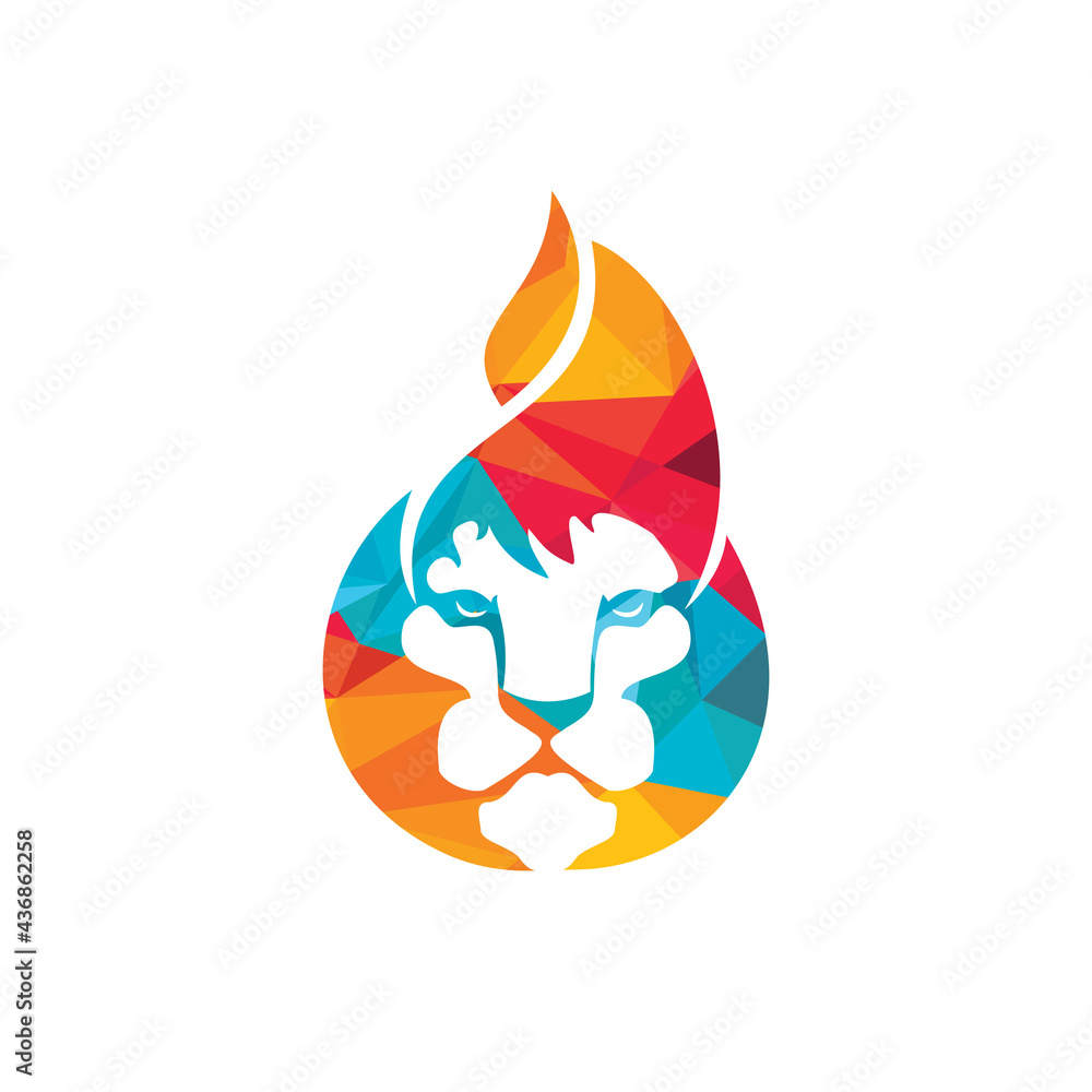Lion fire vector logo design template. Creative lion fire or lion flame ...