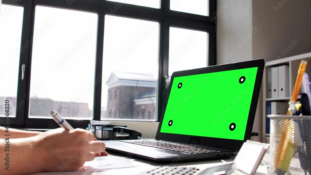 remote job, technology and people concept - happy smiling young woman ...