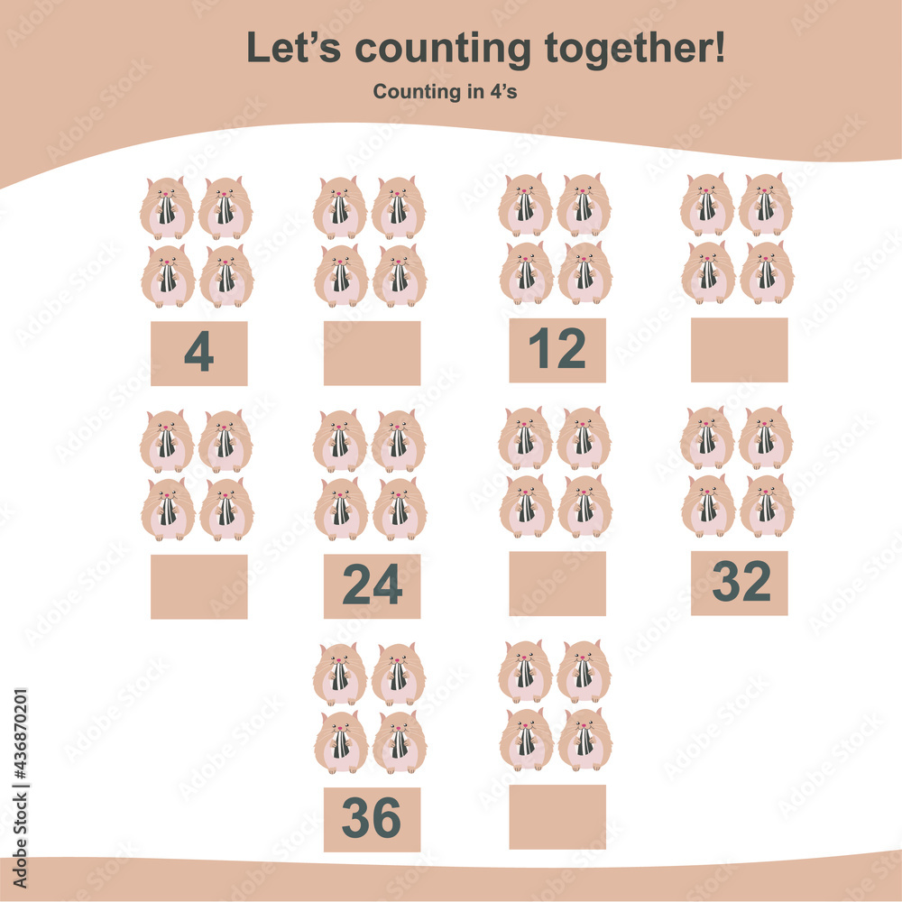 Counting hamsters game for Preschool Children. This worksheet is ...