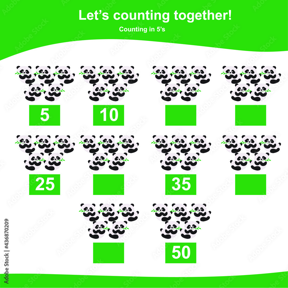 Counting pandas game for Preschool Children. This worksheet is suitable ...