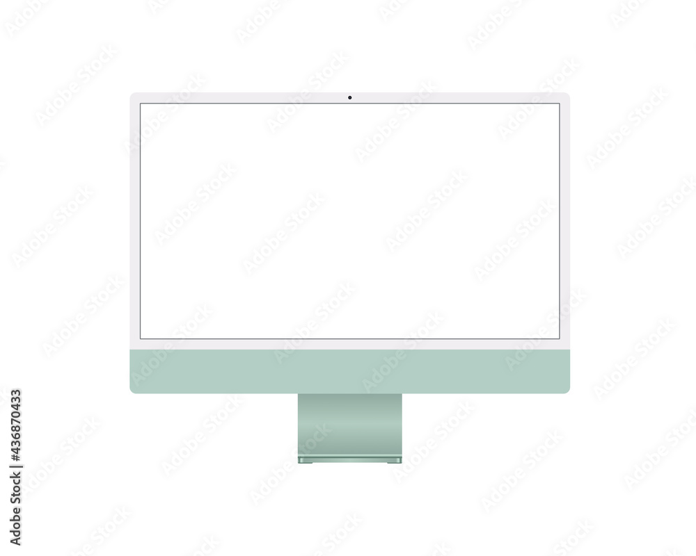 Mockup screen monitor display. Silver computer monitor with blank ...
