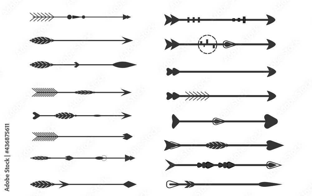 Tribal arrows on a white background. Aztec, boho elements. Retro Arrow ...