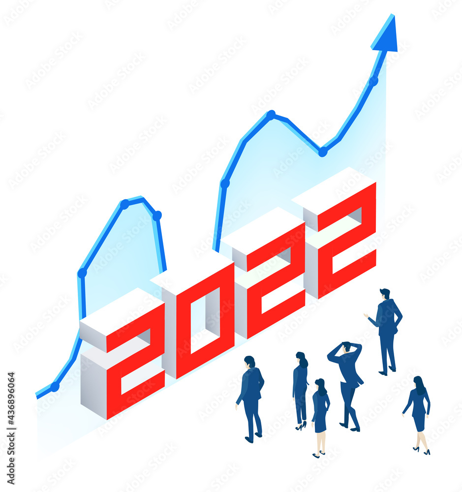 New 2022 year, business perspectives. Success, grows, new start ups ...