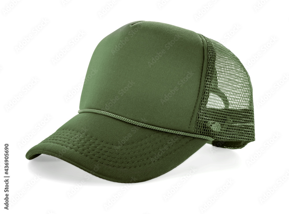 Side View Realistic Cap Mock Up In green khaki texture is a high ...