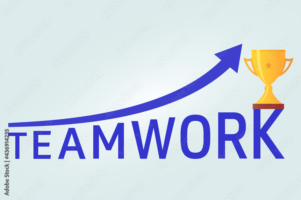 Abstract victory of teamwork vector illustration in flat style.Arrow ...