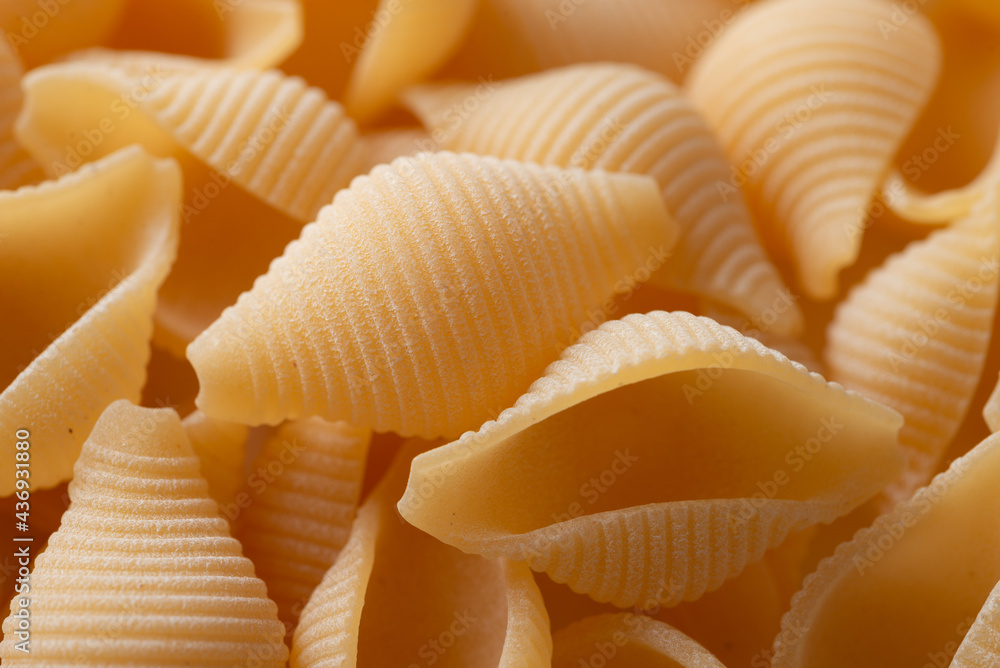 Conchiglie rigate, un classico formato di pasta italiana Stock Photo ...