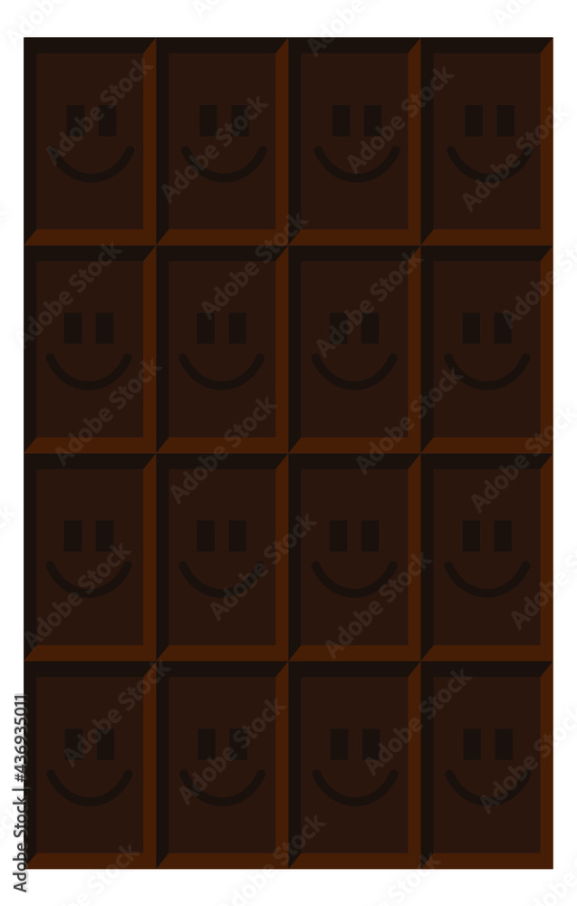 Whole chocolate bar made of rectangular pieces with smiley face on each ...