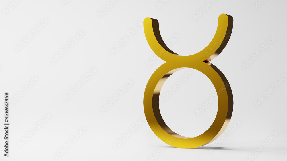zodiac symbol TAURUS signs gold on white background 3D rendering Stock ...