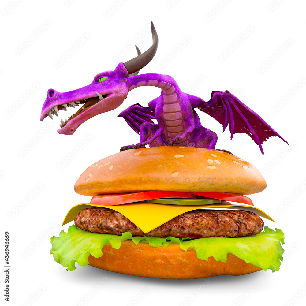 mythical dragon is on the burger side view Stock Illustration | Adobe Stock