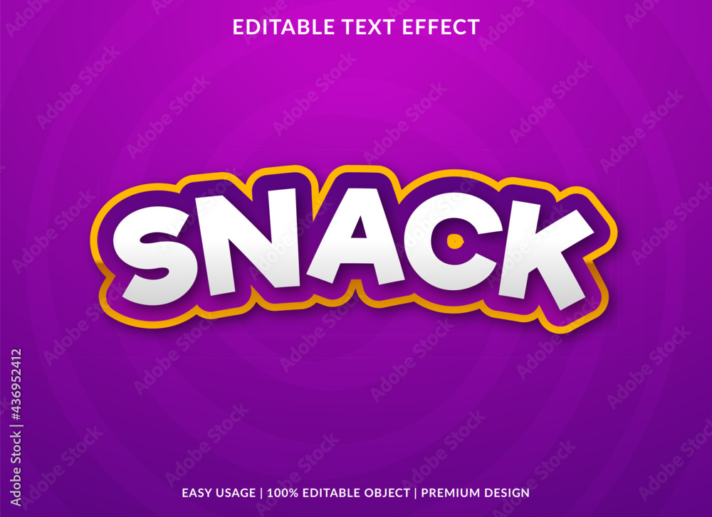 snack text effect editable template design with abstract style and ...