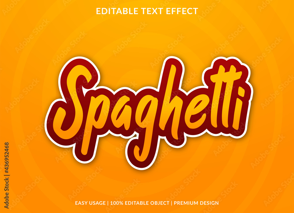 spaghetti text effect editable template design with abstract style and ...
