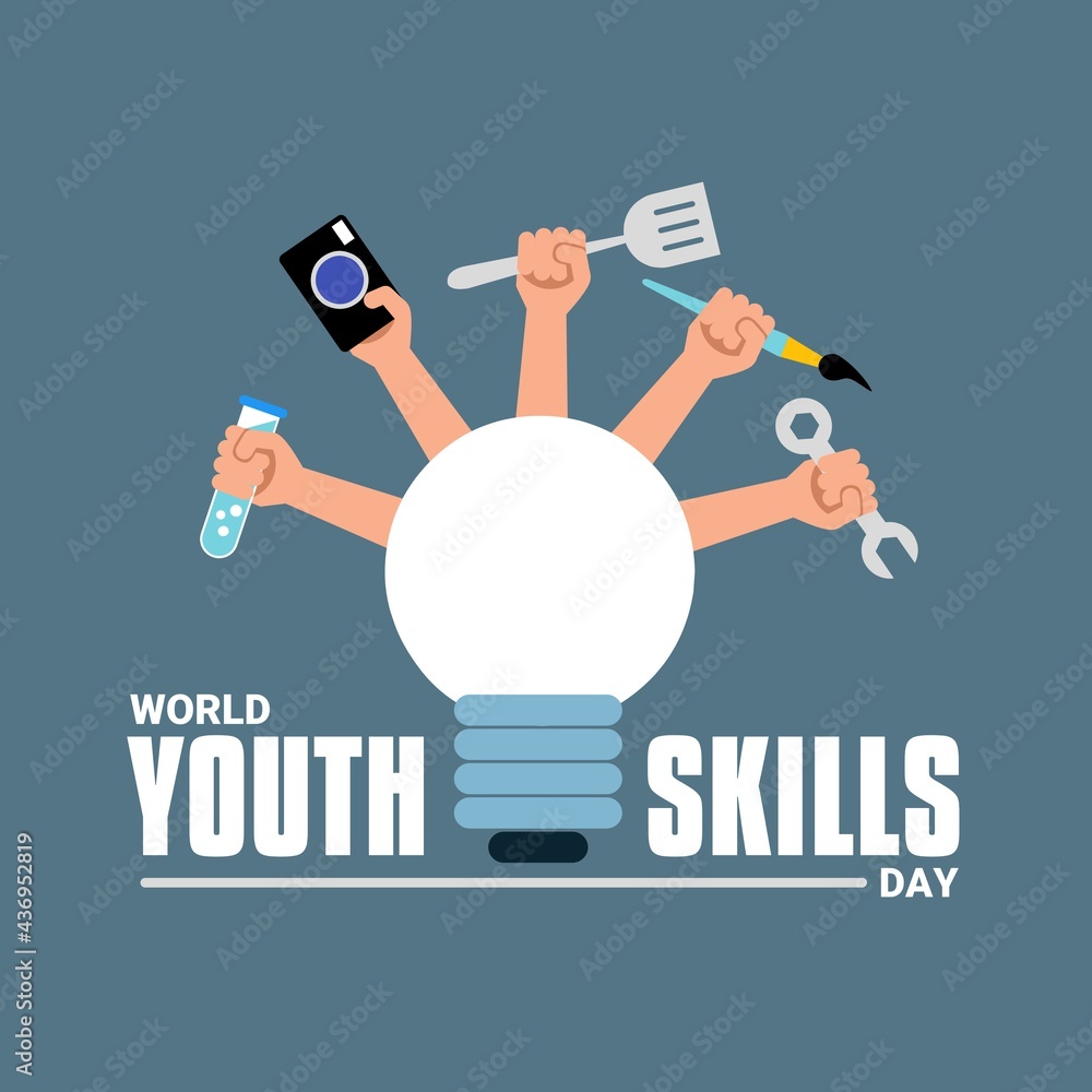 vector illustration, hands holding test tubes, camera, spatula, brush ...