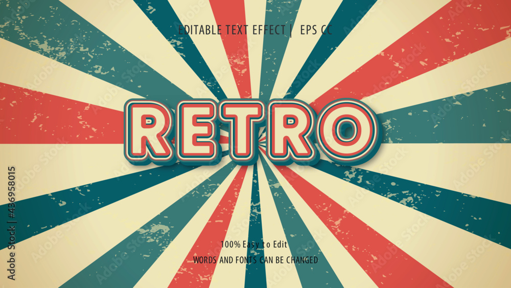 Editable text effect design vector. Retro style text effect Stock ...