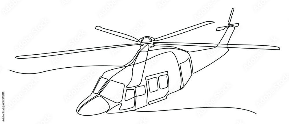 Continuous line drawing helicopter vector illustration Stock Vector ...