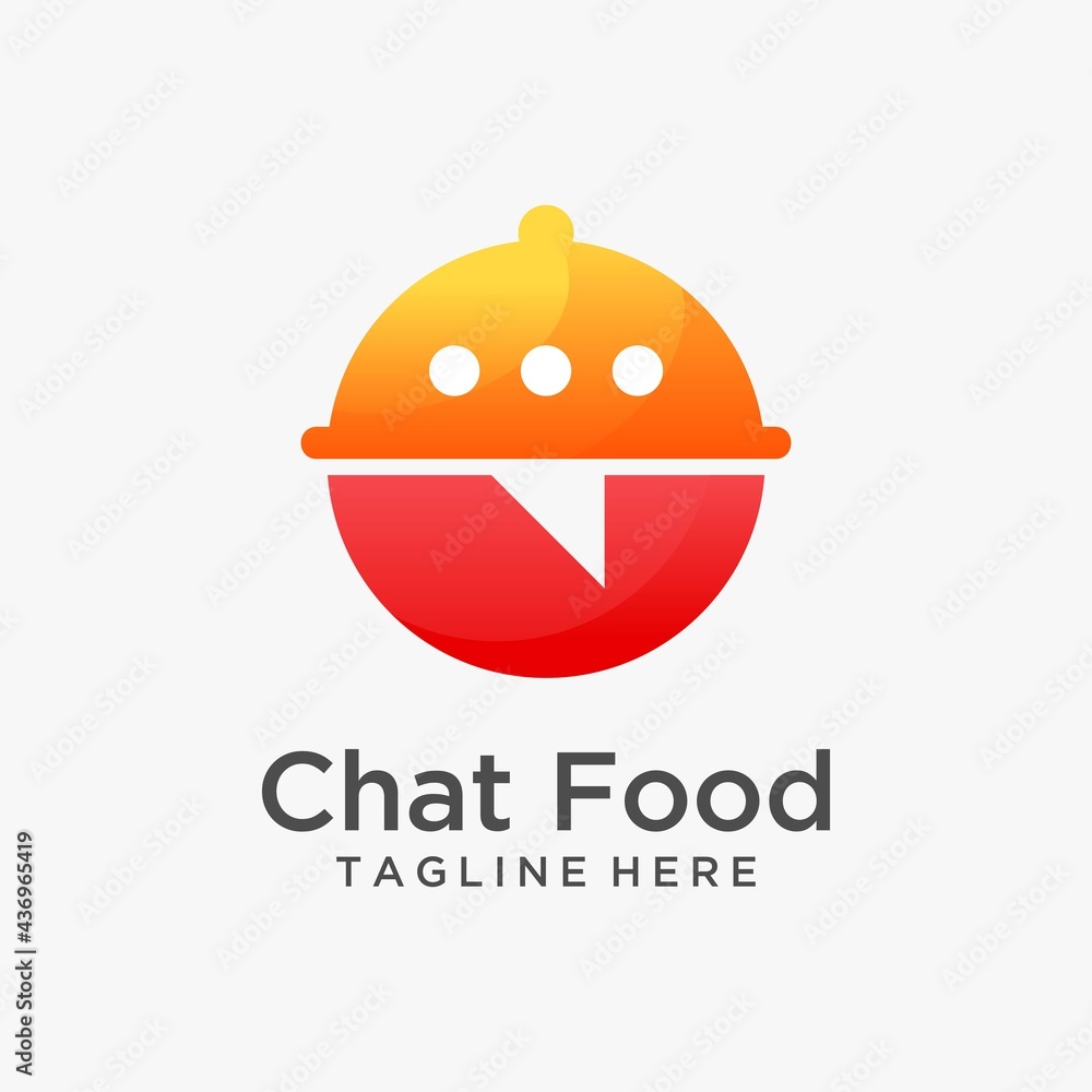 Chat food logo design Stock Vector | Adobe Stock