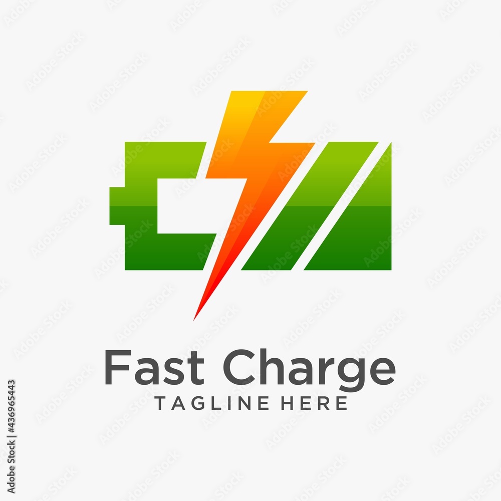 Fast charge battery logo design Stock Vector | Adobe Stock