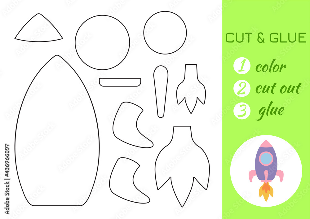 Color, cut and glue paper violet helicopter. Cut and paste craft ...