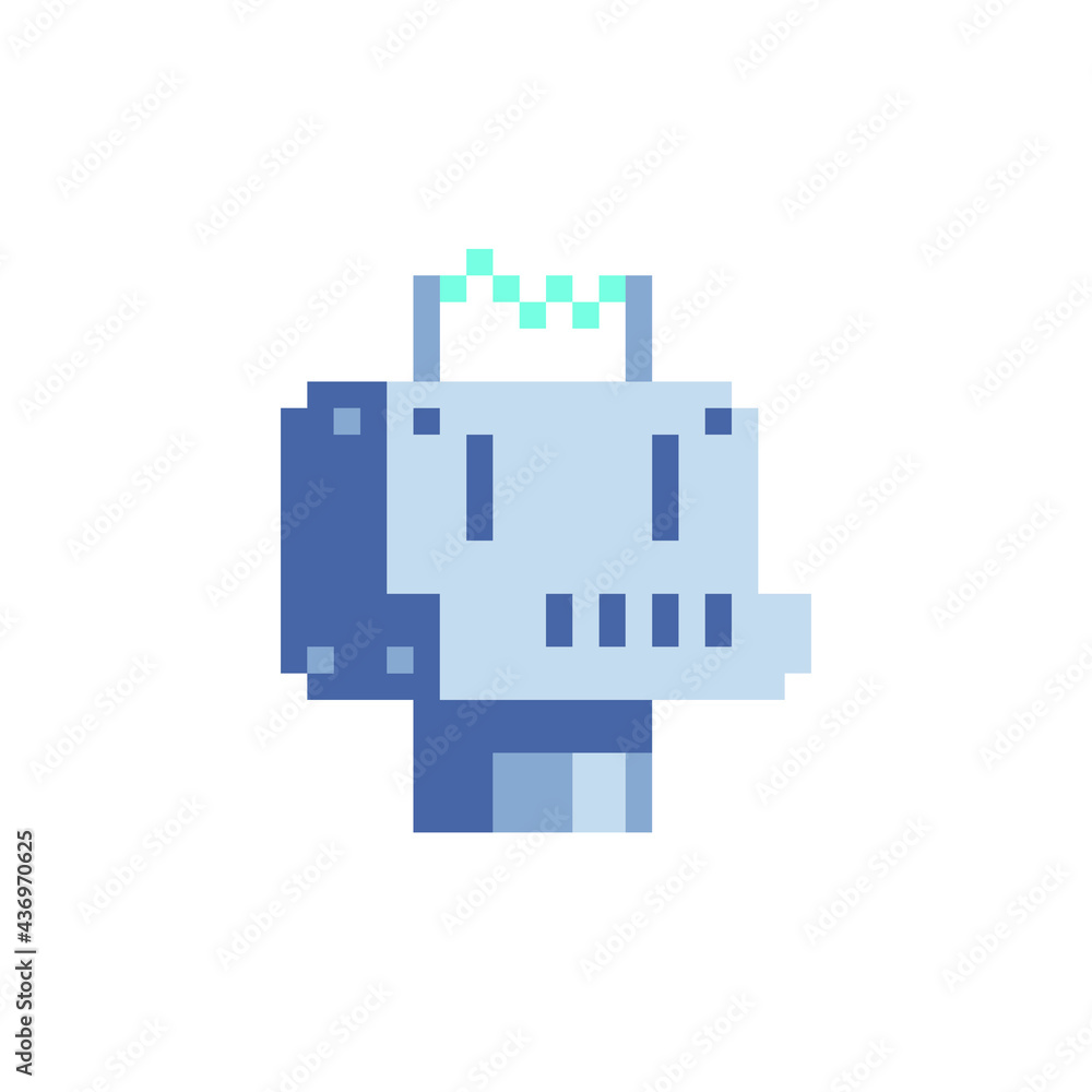 Robot pixel art character avatar profile picture. Flat style. Game ...