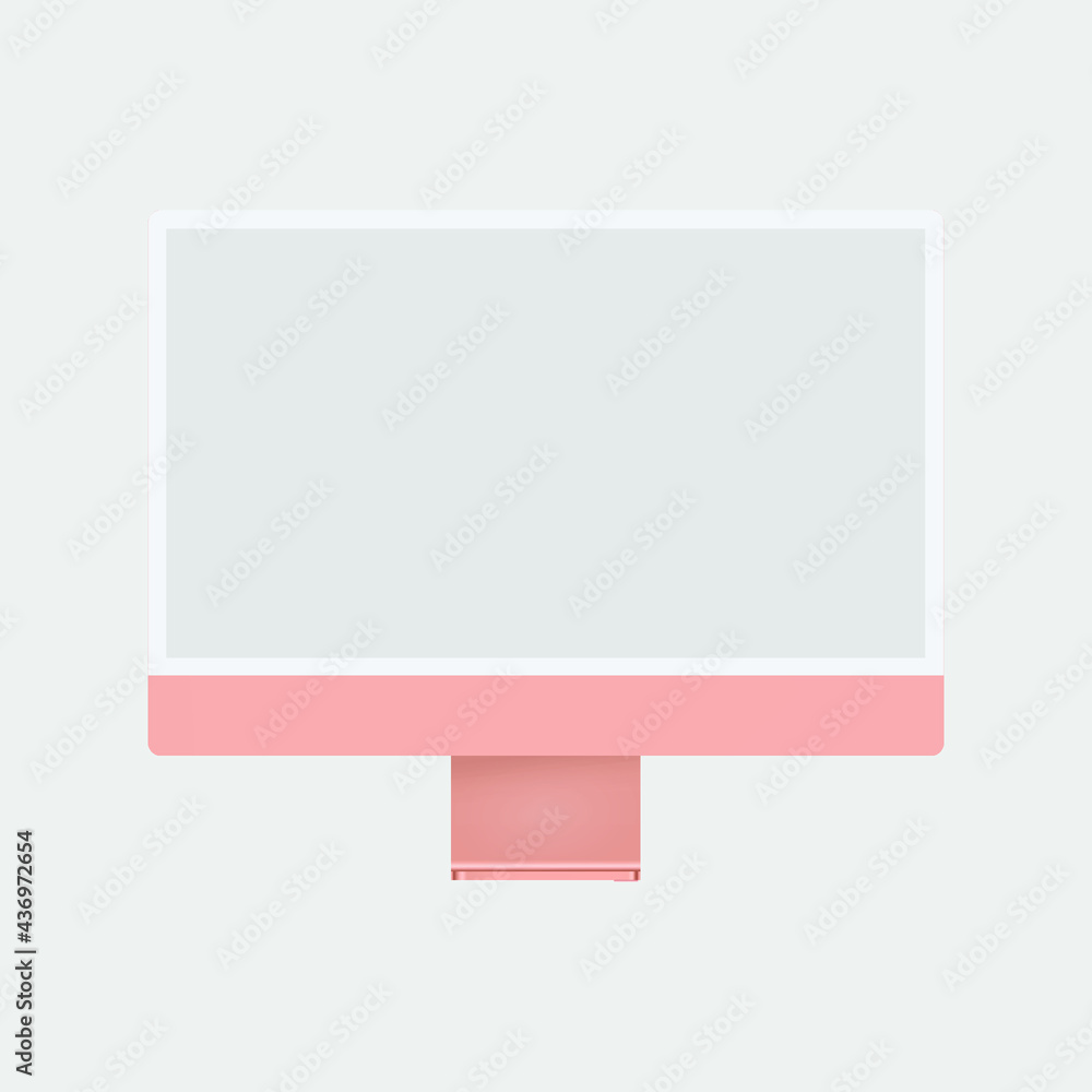 Realistic red modern thin frame display computer monitor vector ...