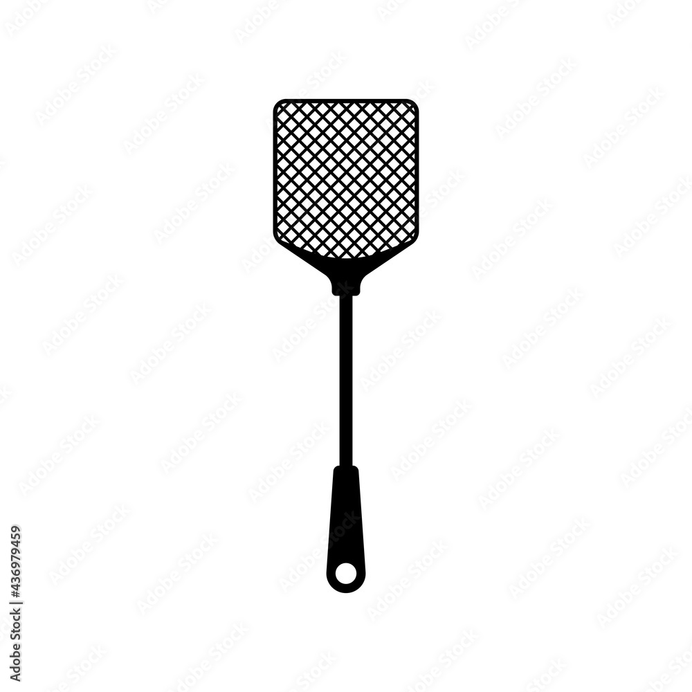 Flyswatter flat icon. Fly swatter. Black silhouette. Vector ...