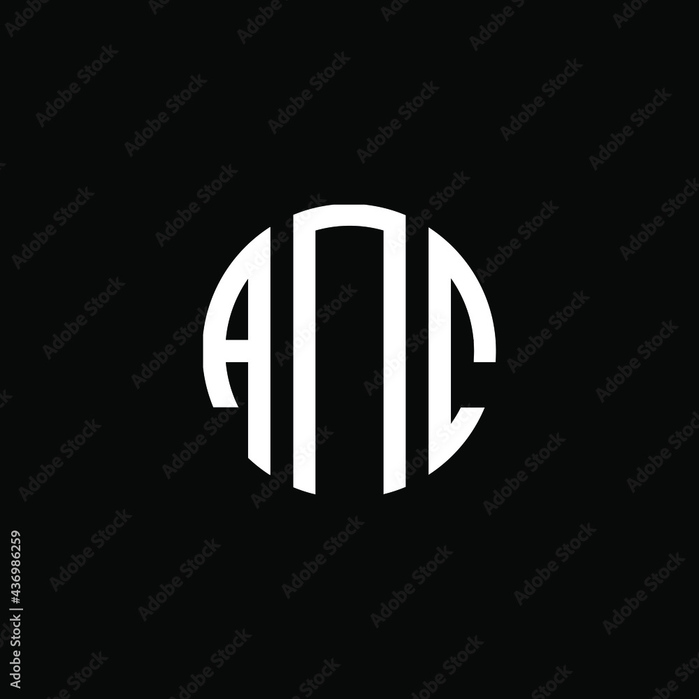 ANC letter logo design. ANC letter in circle shape. ANC Creative three ...