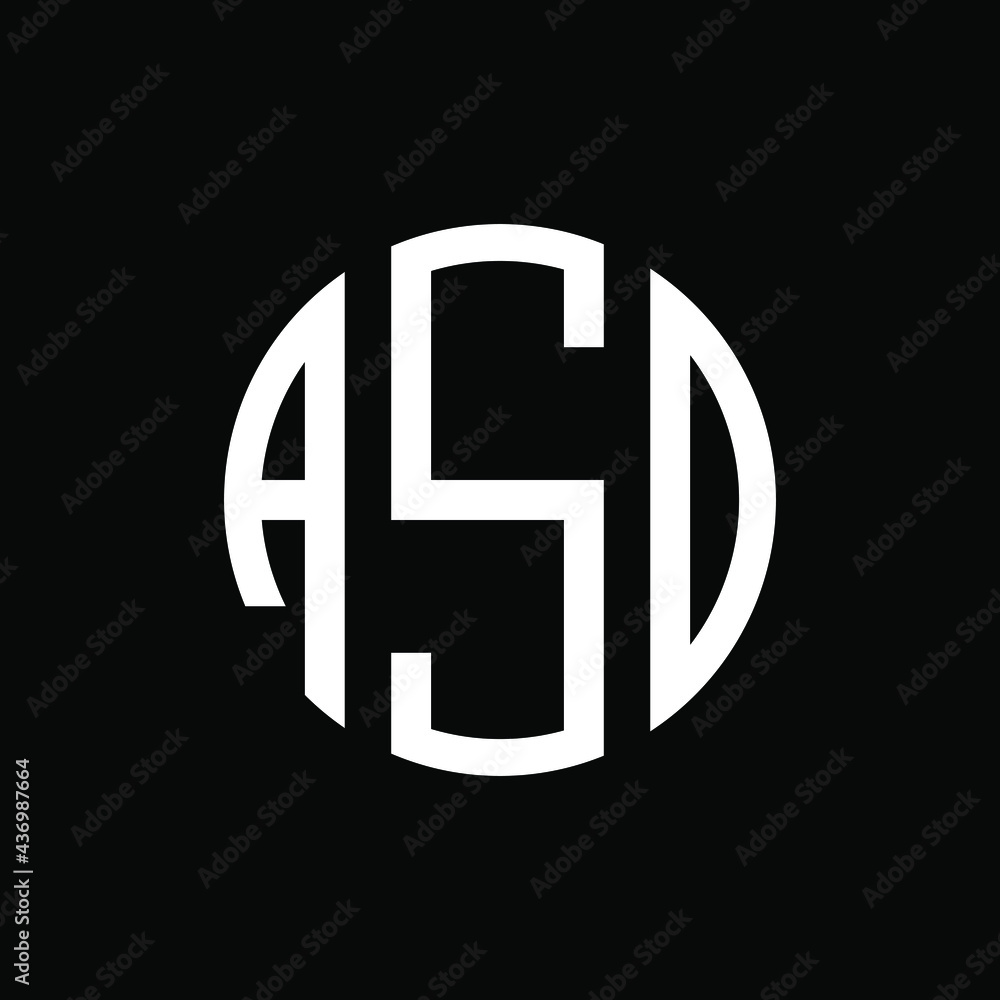 ASD letter logo design. ASD letter in circle shape. ASD Creative three ...