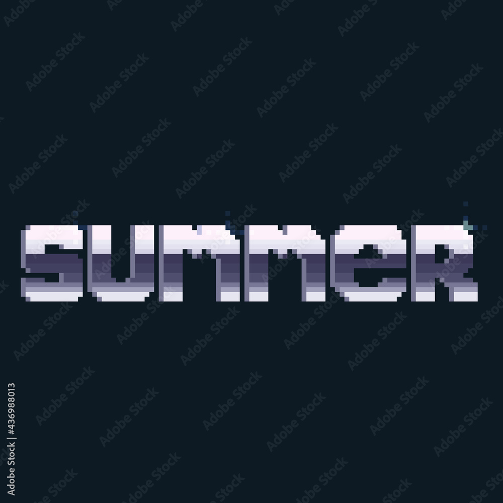 Pixel art summer retro chrome text design. Stock Vector | Adobe Stock