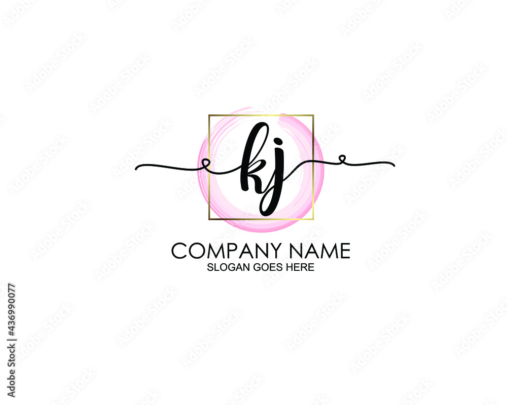 Initial KJ Handwriting monogram logo Vector Stock Vector | Adobe Stock