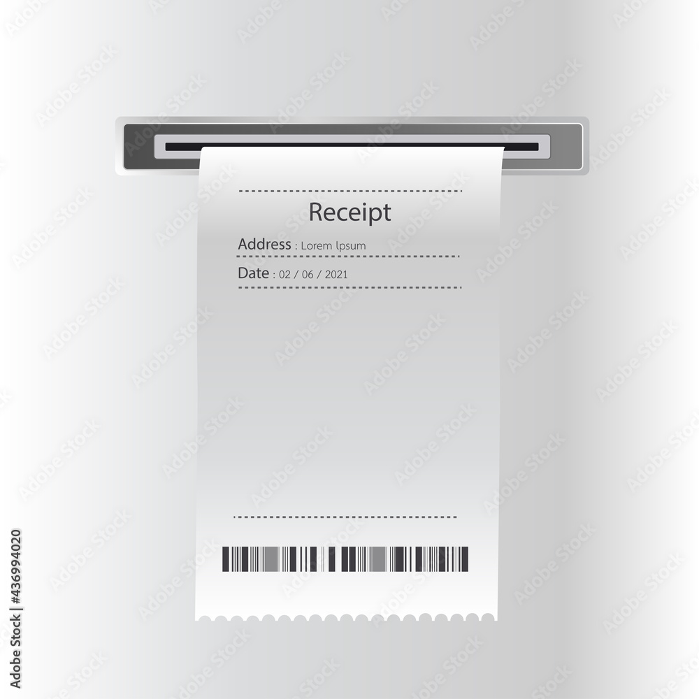 Receipt from the machine. Receiving a check about payment. Receipt icon ...