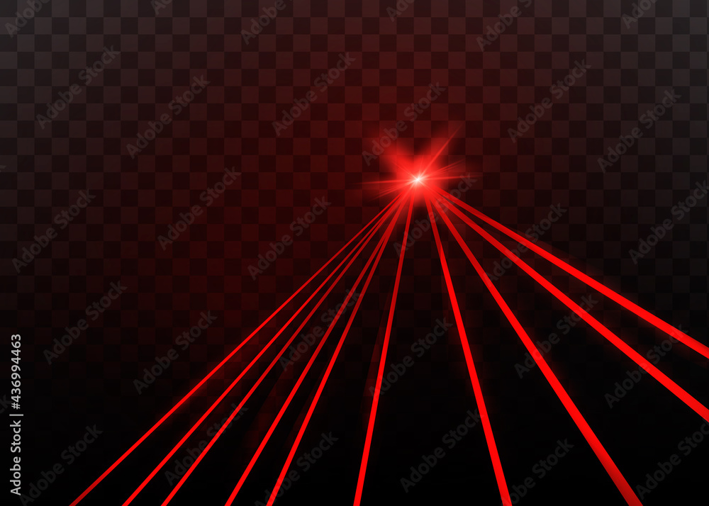 Abstract red laser beam. Transparent isolated on black background ...