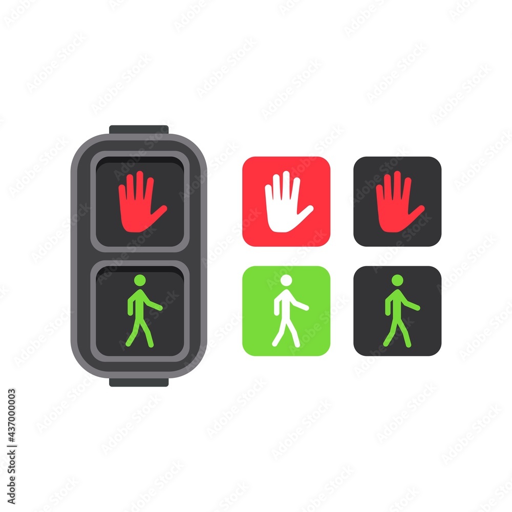 Illustration Vector Graphic Pedestrian traffic light with red hand and ...