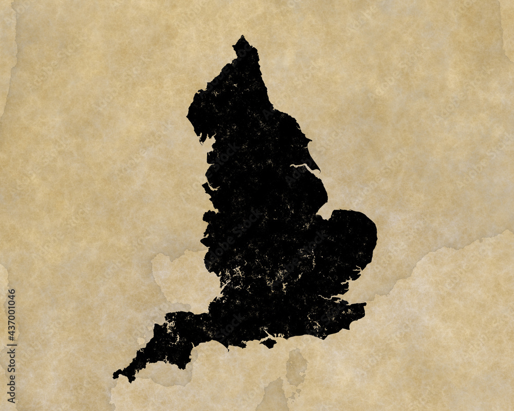Old paper illustration of England map with postage stamp Stock ...