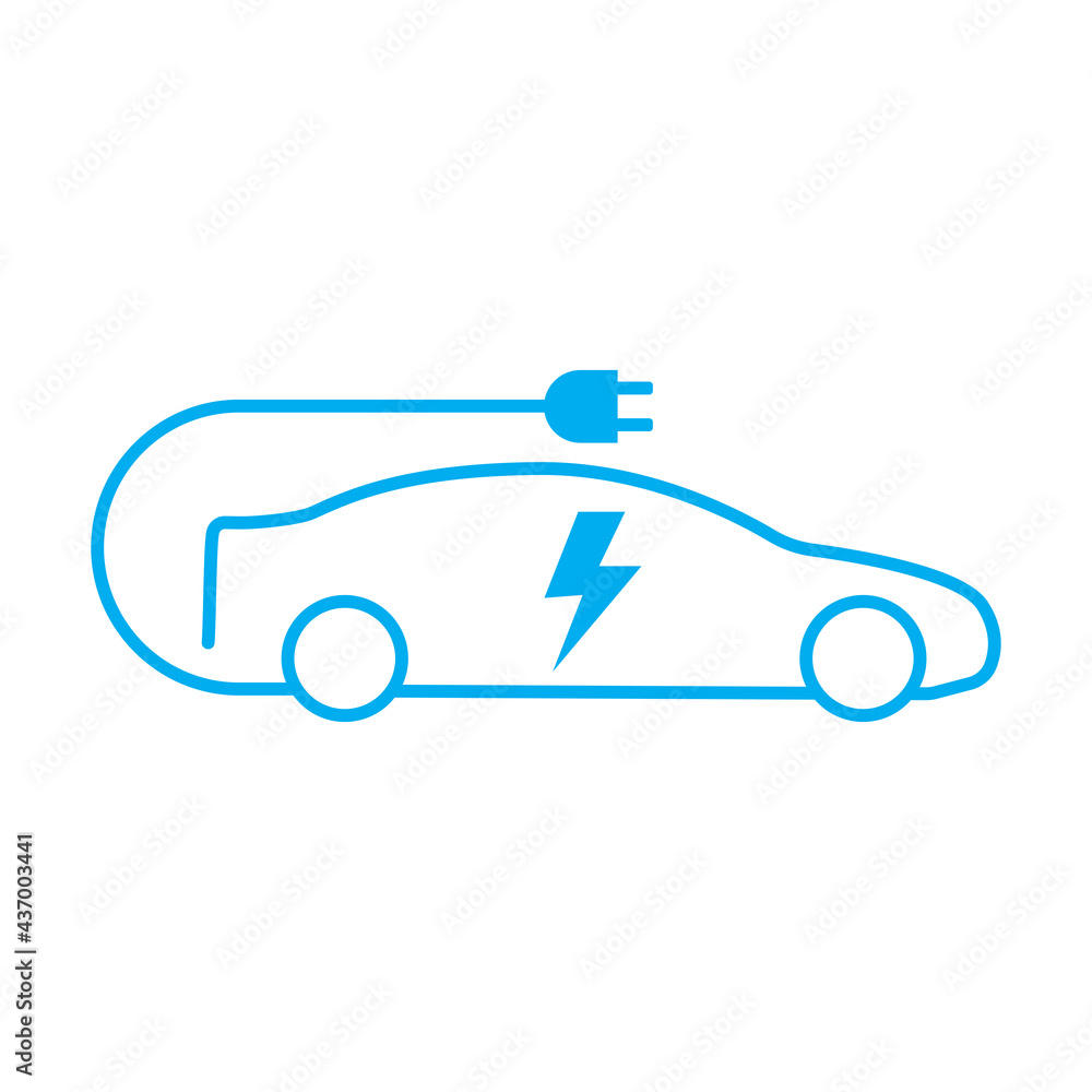 EV electric car with plug icon vector green energy concept for graphic ...