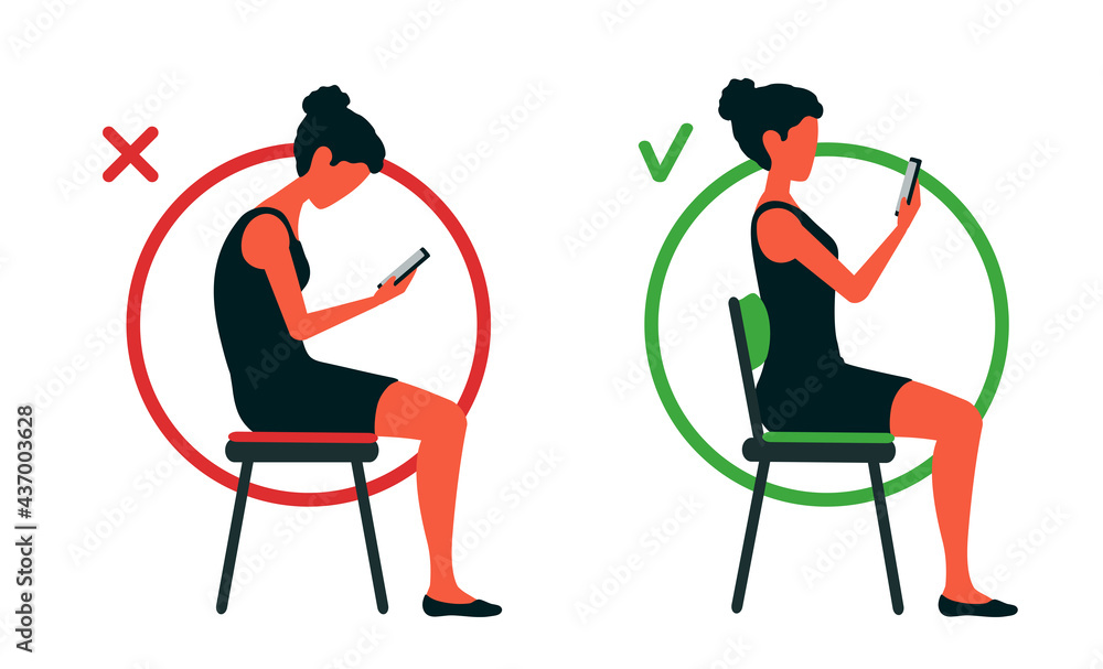 Grafika wektorowa Stock: A girl sits on a chair bent and straightened ...