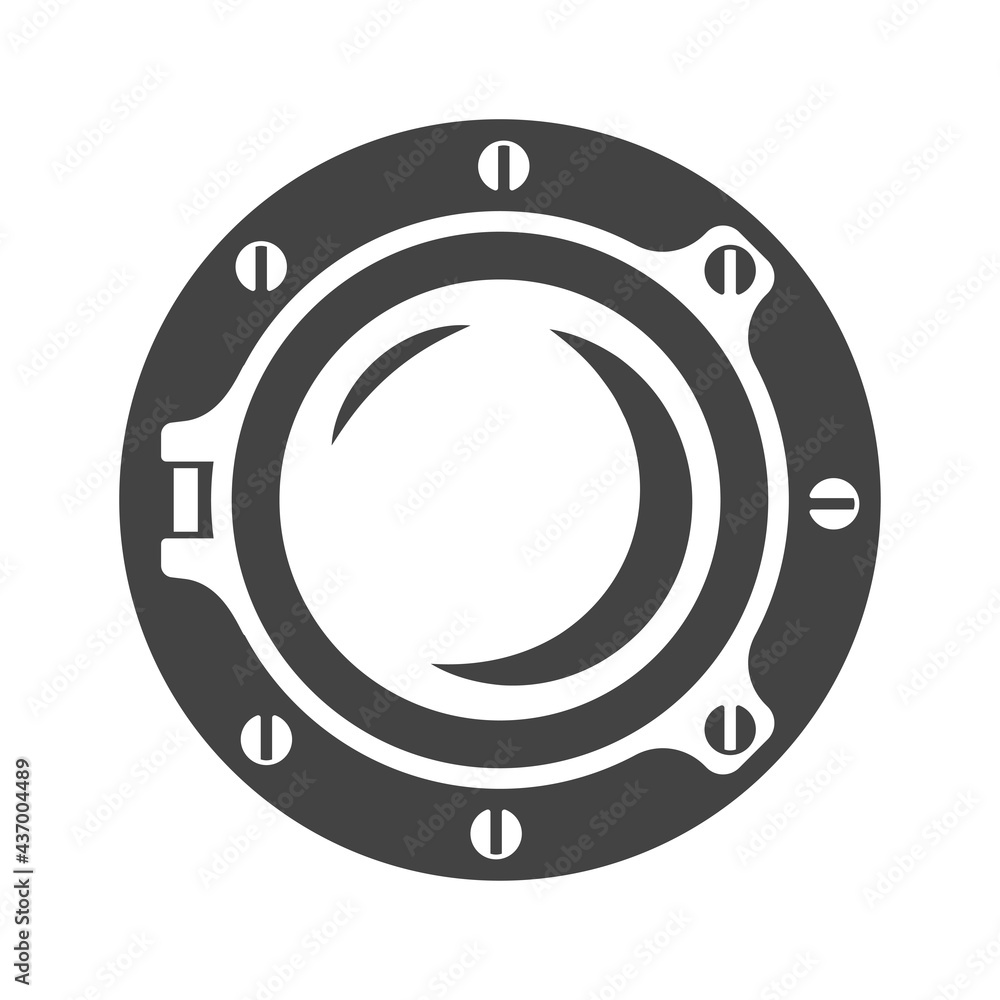 Simple of ship porthole icon vector flat illustration Monochrome circle window at water ...