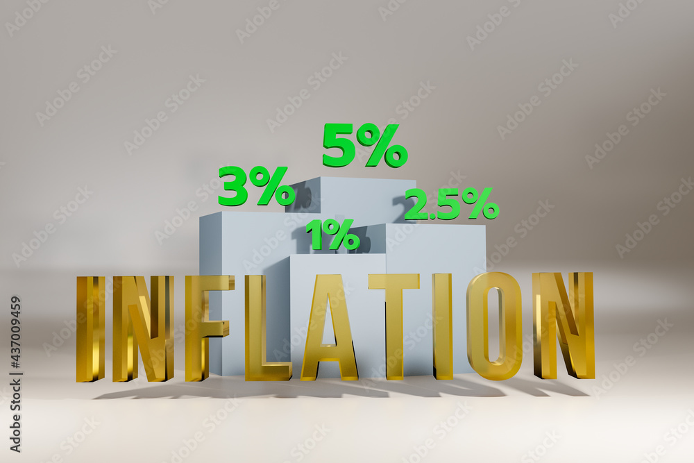 Inflation in yellow glass optic, some green percentages behind as ...