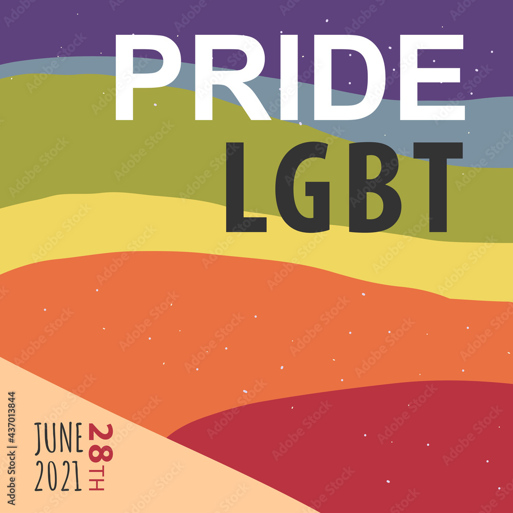 Pride day square banner with the rainbow flag and the text PRIDE LGBT ...