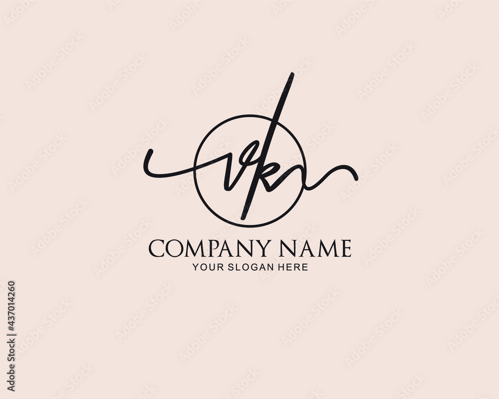 Initial VK Handwriting monogram logo Vector Stock Vector | Adobe Stock