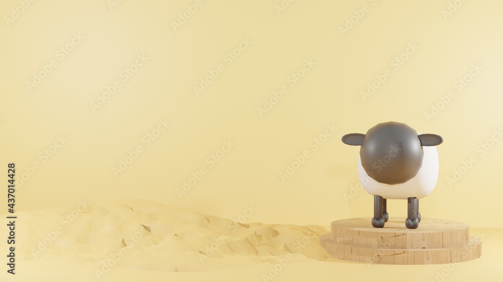 Islamic design background, with lamb for sacrifice and wooden podium on ...