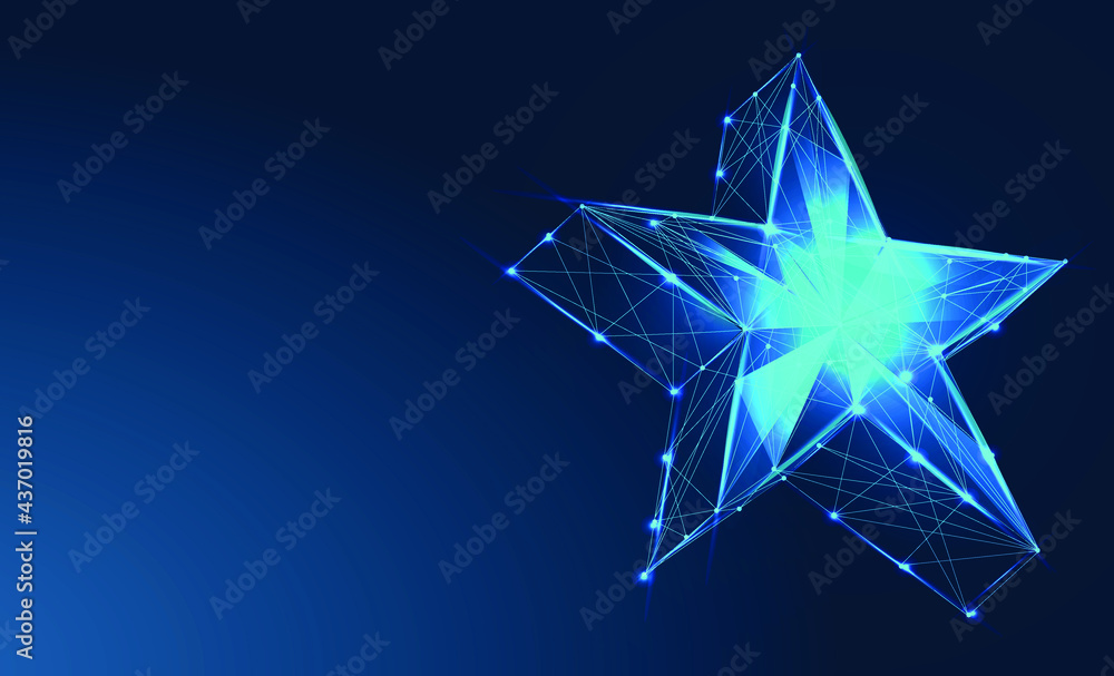 Star. Low poly style 3d design. Abstract blue geometric background ...