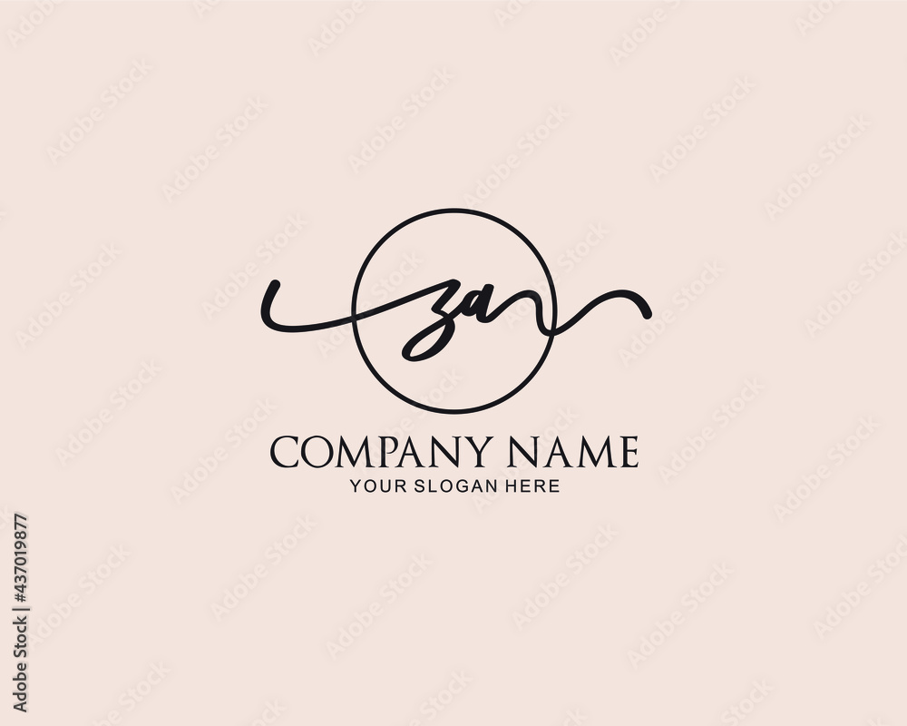 Initial ZA Handwriting monogram logo Vector Stock Vector | Adobe Stock