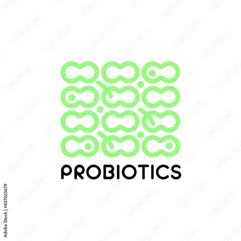 Probiotics logo. Bacteria logo. Concept of healthy nutrition ingredient ...