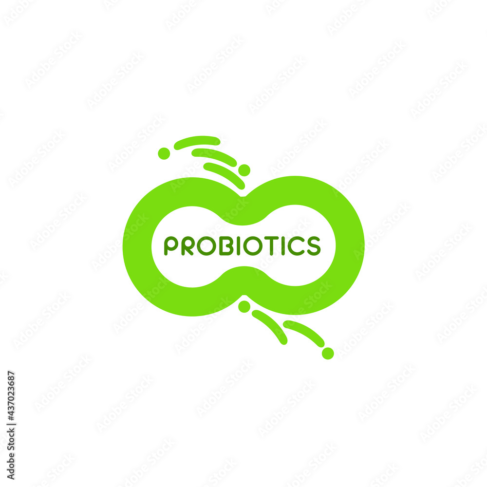 Probiotics logo. Bacteria logo. Concept of healthy nutrition ingredient ...